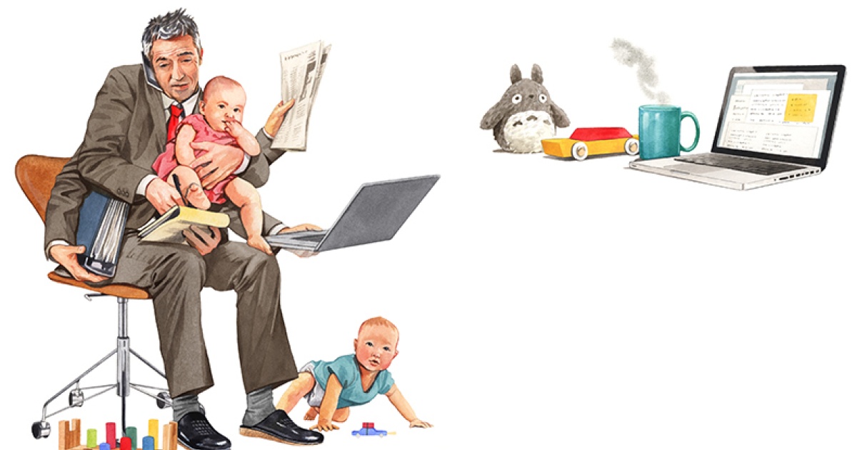 Föräldralediga chefer jobbar hemma